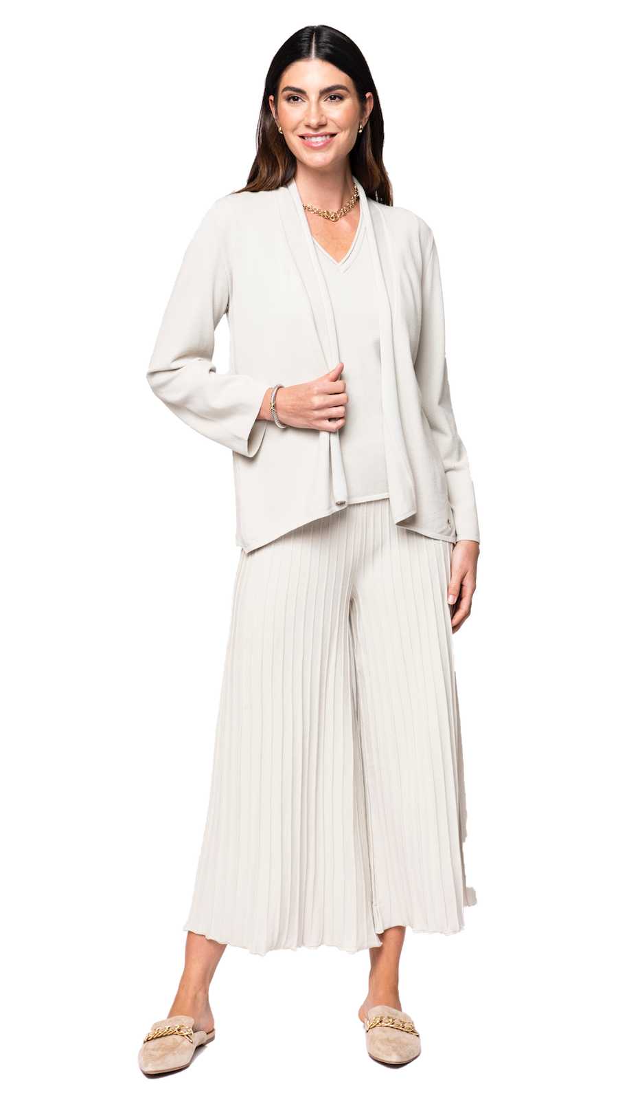 Amy Shawl Collar Cardigan ; Beige – Morneault's Stackpole Moore Tryon